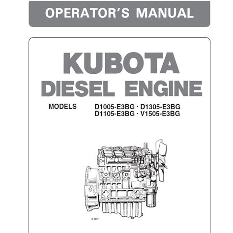 Kubota D1005 E3bg D1105 E3bg D1305 E3bg V1505 E3bg Operator Manual