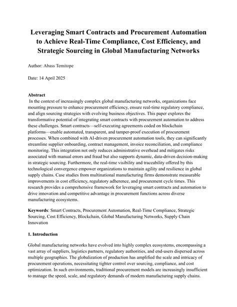 Pdf Leveraging Smart Contracts And Procurement Automation To Achieve