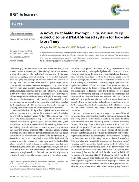 Pdf A Novel Switchable Hydrophilicity Natural Deep Eutectic Solvent Nades Based System For