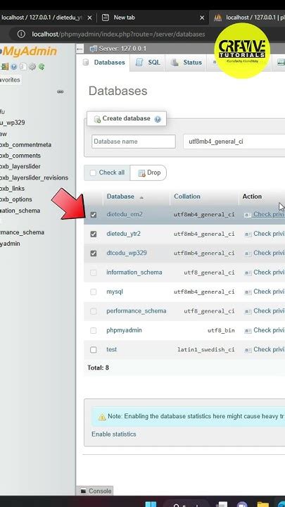 Delete Mysql Database In Mysql Phpmyadmin Localhostxampp Shorts