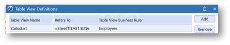Table View Business Rules