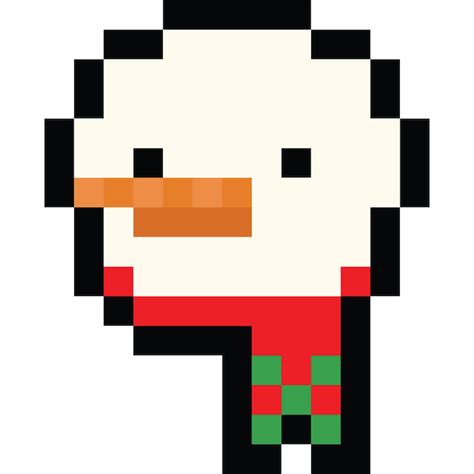 Premium Vector Pixel Art Christmas Snowman Head Icon
