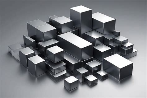 Premium Photo Metallic Gray Three Dimensional Rectangular Shapes Stock Illustration