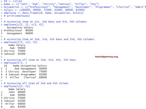 Data Frame In R Programming