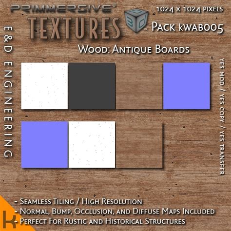 Second Life Marketplace [kwab005] 1024px Antique Wood Board Textures