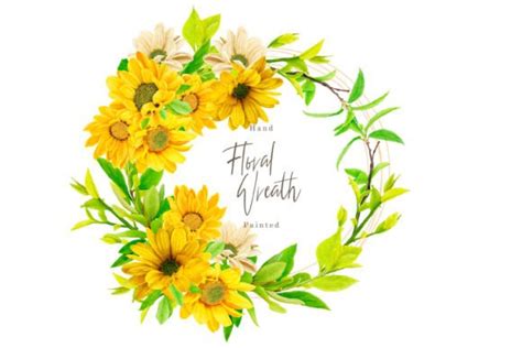 Watercolor Sunflower Wreath Background Graphic By Lukasdedi Store · Creative Fabrica