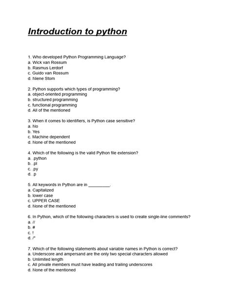 Python Programming Basics Quiz Pdf Data Type Integrated