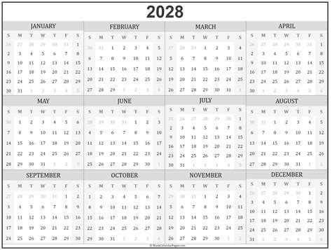 2028 Yearly Calendar Plan Ahead With Ease — Lily Printable