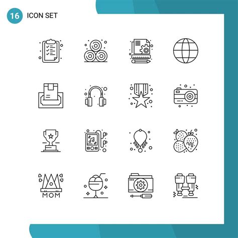 Pictogram Set Of 16 Simple Outlines Of Payment Delivery Management Cash Internet Editable Vector