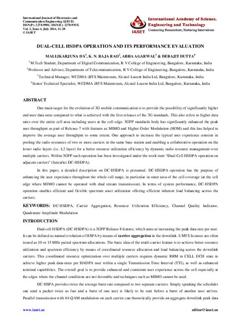 Pdf Dual Cell Hsdpa Operation And Its Performance Evaluation