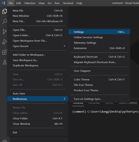 vscode 에서 터미널을 powershell에서 cmd로 변경하는 방법