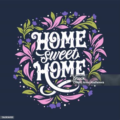 핸드 레터링 타이포그래피 포스터 서예 따옴표 홈 달콤한 집 집들이 포스터 인사말 카드 가정 장식용 벡터 그림입니다 0명에 대한 스톡 벡터 아트 및 기타 이미지 Istock