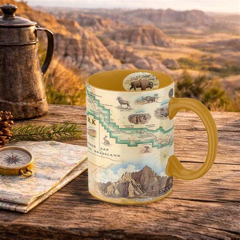 Badlands National Park Map Mug 16oz Ceramic Coffee Cup Etsy