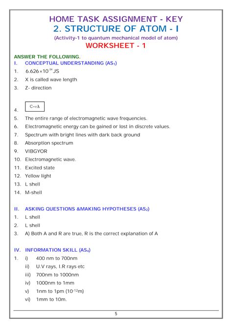SOLUTION Structure Of Atom I Chemistry Home Task Assignment Key Studypool