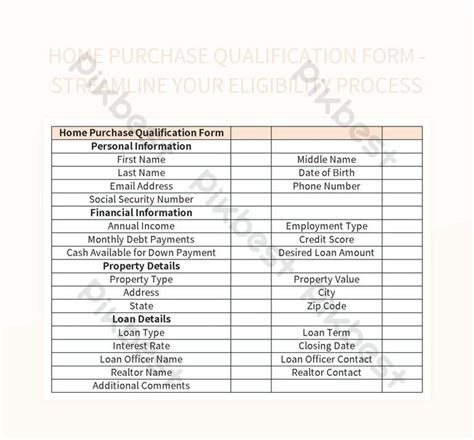 Home Purchase Qualification Form Streamline Your Eligibility Process