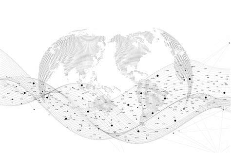 벡터와 동적 파도 도트 및 라인 동적 입자 추상적인 배경 디지털 데이터 입자 및 점 Connectio의 총 구조를 추상화 합니다