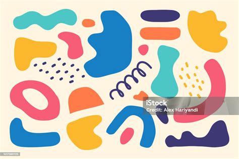 손으로 그린 유기적 인 모양 추상적 인 배경 벡터 일러스트 레이 션 물감 방울에 대한 스톡 벡터 아트 및 기타 이미지 물감