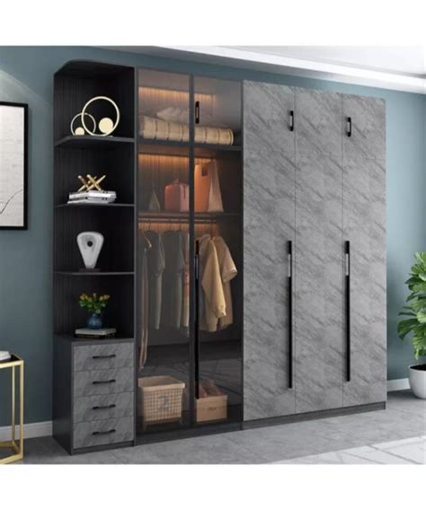 دولاب ملابس 6 ضلفة 240×240 سم رمادي اسود اشتري خزانة ملابس بأرخص سعر