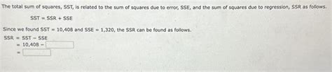Solved The Total Sum Of Squares Sst Is Related To The Sum