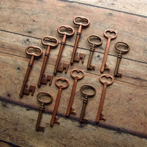 The Copper Keys Set Of 12 Antique Copper Skeleton Keys Antique