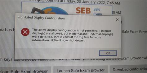 0 Internal Screen And 1 External Screen Detected Cant Use Seb