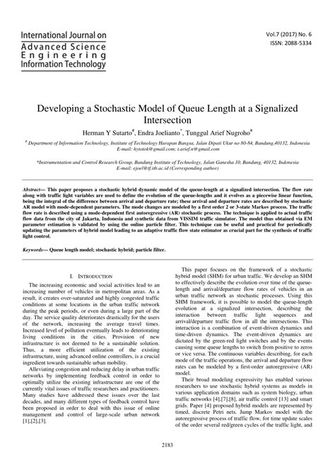 Pdf Developing A Stochastic Model Of Queue Length At A Signalized