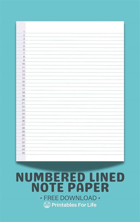 Free Numbered Lined Paper Printable