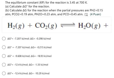 The Equilibrium Constant KP For The Reaction Is Chegg