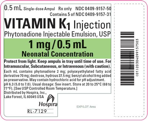 Dailymed Vitamin K1 Phytonadione Injection Emulsion