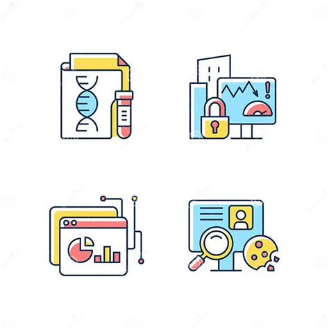 Sensitive Data Types Rgb Color Icons Set Stock Vector Illustration Of Data Risk 228122445
