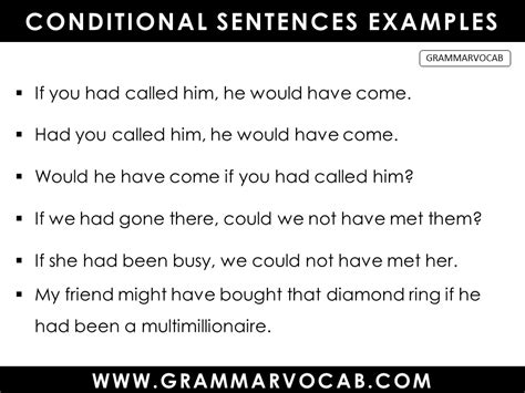 Types Of Conditional Sentences Conditional Sentence Structure Grammarvocab