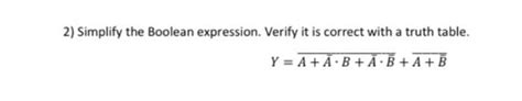 solved 2 simplify the boolean expression verify it is