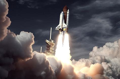 Premium Photo Rocket Takes Off In The Starry Sky Spaceship Begins The