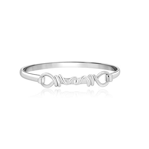 Silver Hinged Top Double Loop Design Bangle