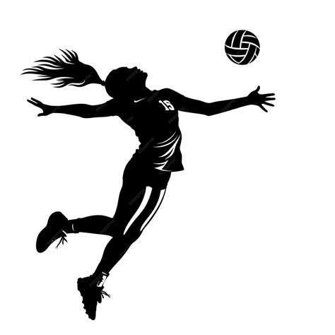 색 배경 터 일러스트레이션에 고립된 여성 배구 선수 실루 프리미엄 Ai 생성 이미지