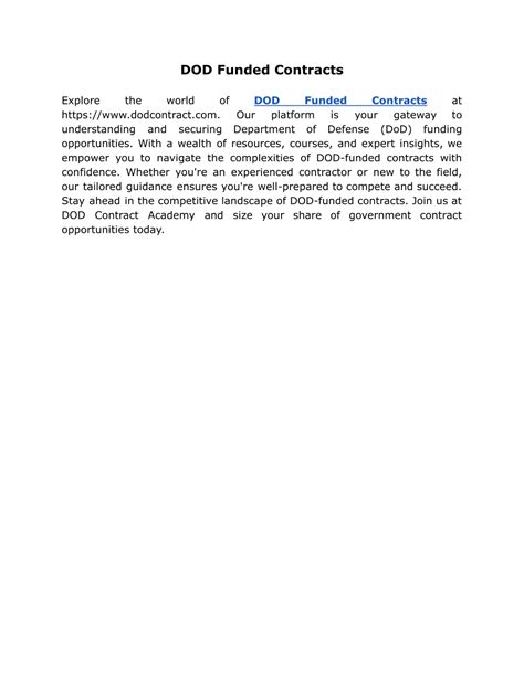 Ppt Dod Funded Contracts Powerpoint Presentation Free Download Id