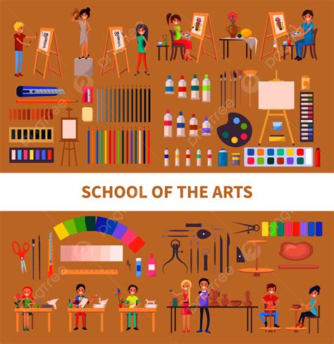 자신의 작품과 함께 수업 중에 부지런한 학생들과 함께 예술 학교 격리 벡터 일러스트 레이 션 교육 외딴 소년 Png