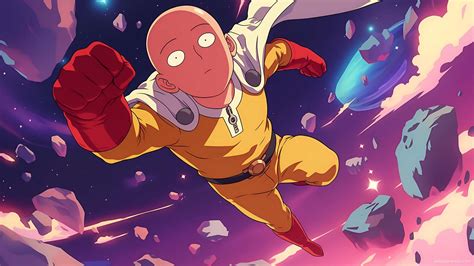 One Punch Man Saitama Galaxy Flying Wallpaper For Pc In 4k