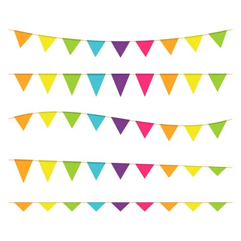 Premium Vector Multicolored Triangular Flags On Ropes On A White