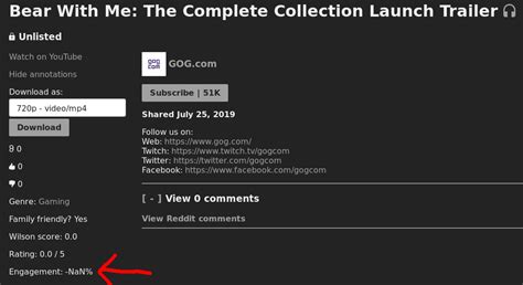 Videos Without Like Or Dislike Will Display Engagement NaN Issue Iv Org Invidious