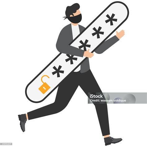 Thief Hacker Stealing Sensitive Data As Passwords Thief Trying To Hack Personal Information And