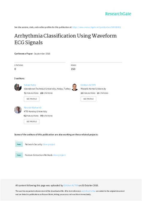 Pdf Arrhythmia Classification Using Waveform Ecg Signals Network