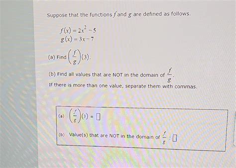 solved suppose that the functions f and g are defined as