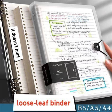 A5 B5 Refillable Notebook Loose Leaf Binder Detachable Notebook Binder Notebook Refillable