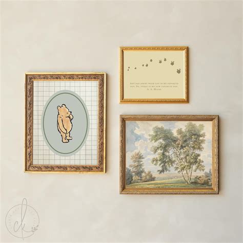 Winnie The Pooh Wall Decor Vintage Nursery Gallery Wall Art Set