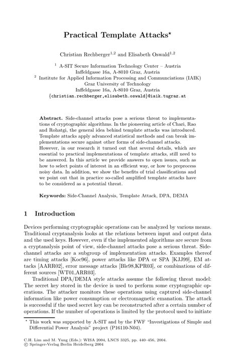 Pdf Practical Template Attacks