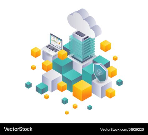 Cloud Server Security Analysis In Blockchain Vector Image