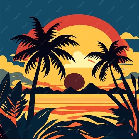 Premium Vector Cute Sunset Background