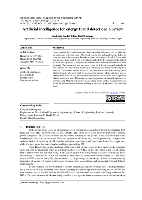 pdf artificial intelligence for energy fraud detection a review