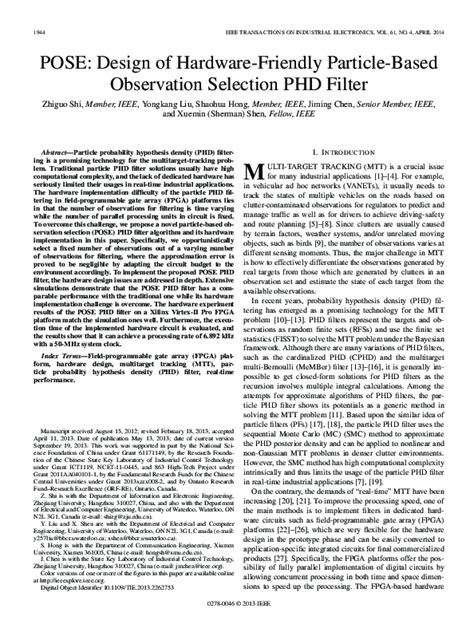 Pdf Pose Design Of Hardware Friendly Particle Based Observation
